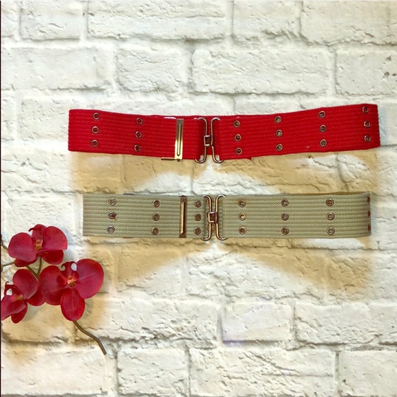 Accessories | Belt Bundle Tan And Red Adjustable Belts Sz M | Poshmark